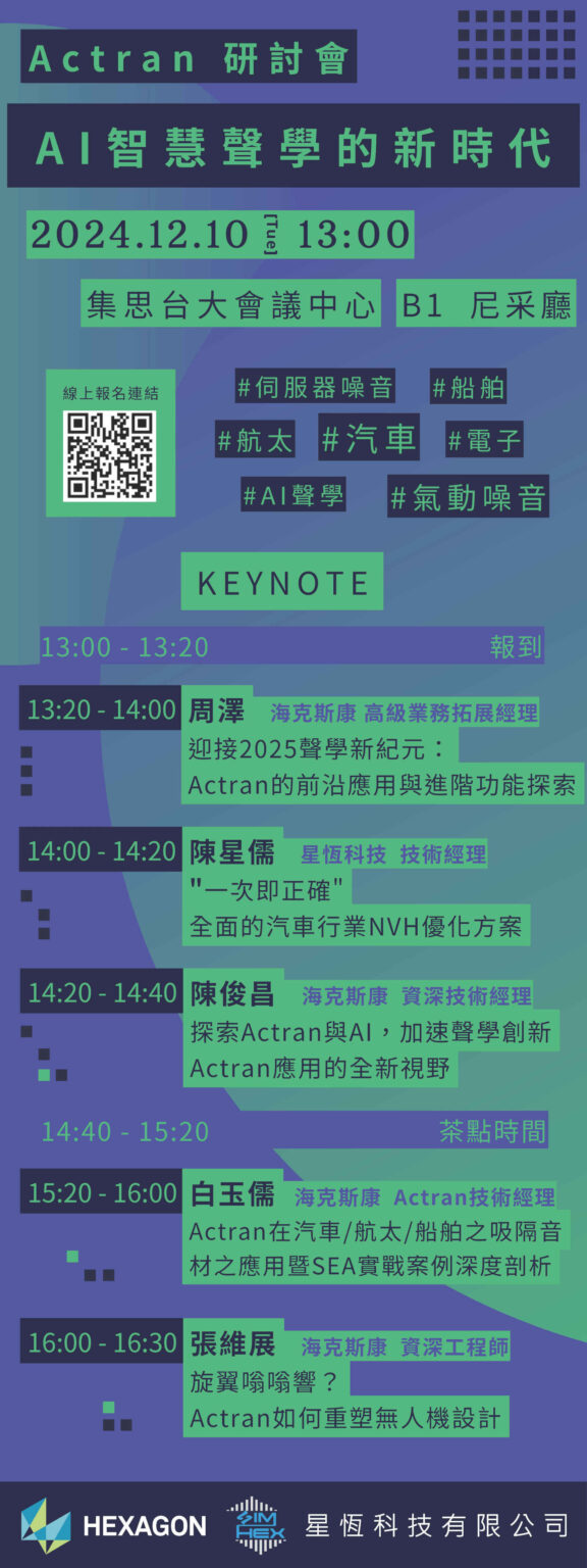 Actran研討會：AI智慧聲學的新時代 – MSC Software Taiwan Blog